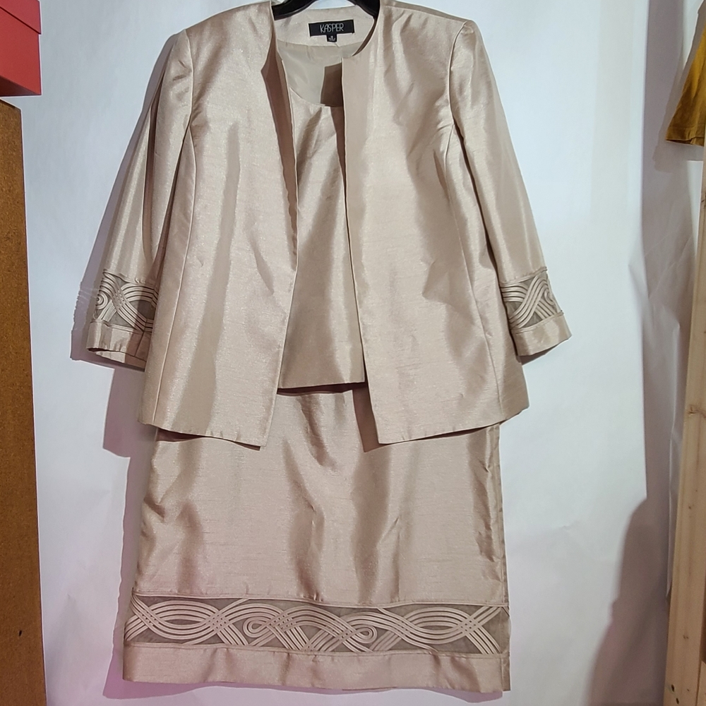 Kasper 3 Piece Suit Set Skirt And Jacket Formal Wear - Gem